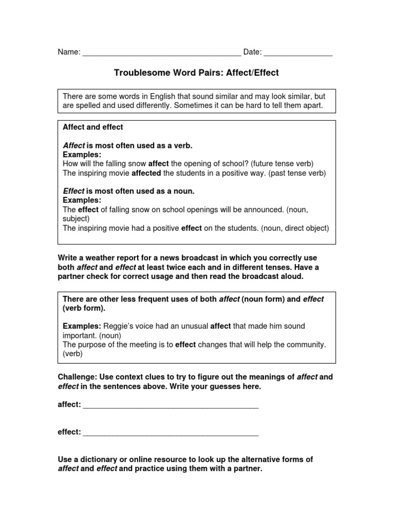 Troublesome Word Pairs Explained | PDF | Grammatical Tense | Verb