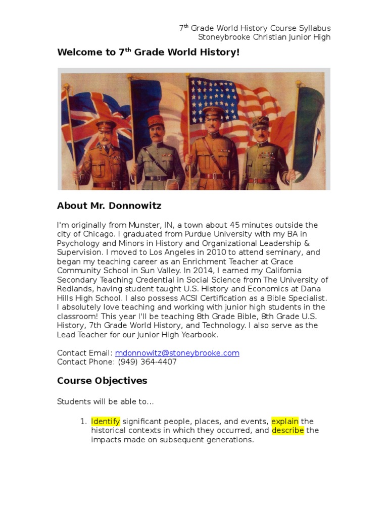 7th Grade World History Guide | PDF | Homework | Middle Schools