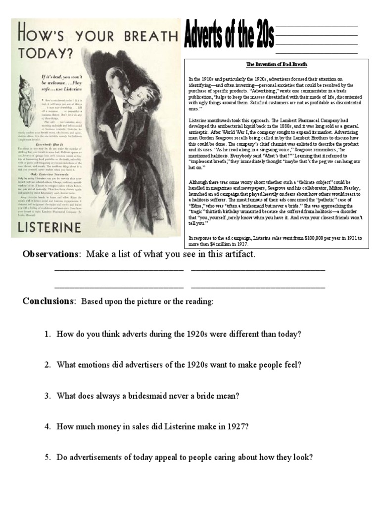 20s Amp 30s Worksheets The Roaring Twenties Amp Great Depression | PDF ...