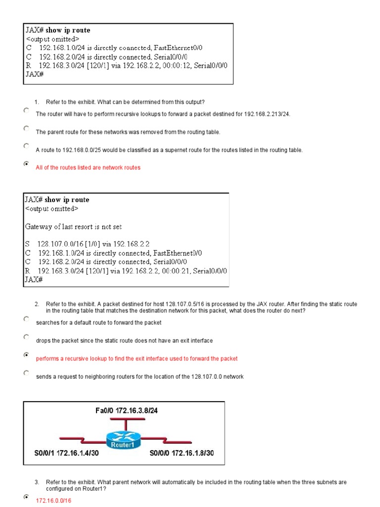 CCNA Cisco Routing Protocols and Concepts Assessment 8 | PDF | Router ...