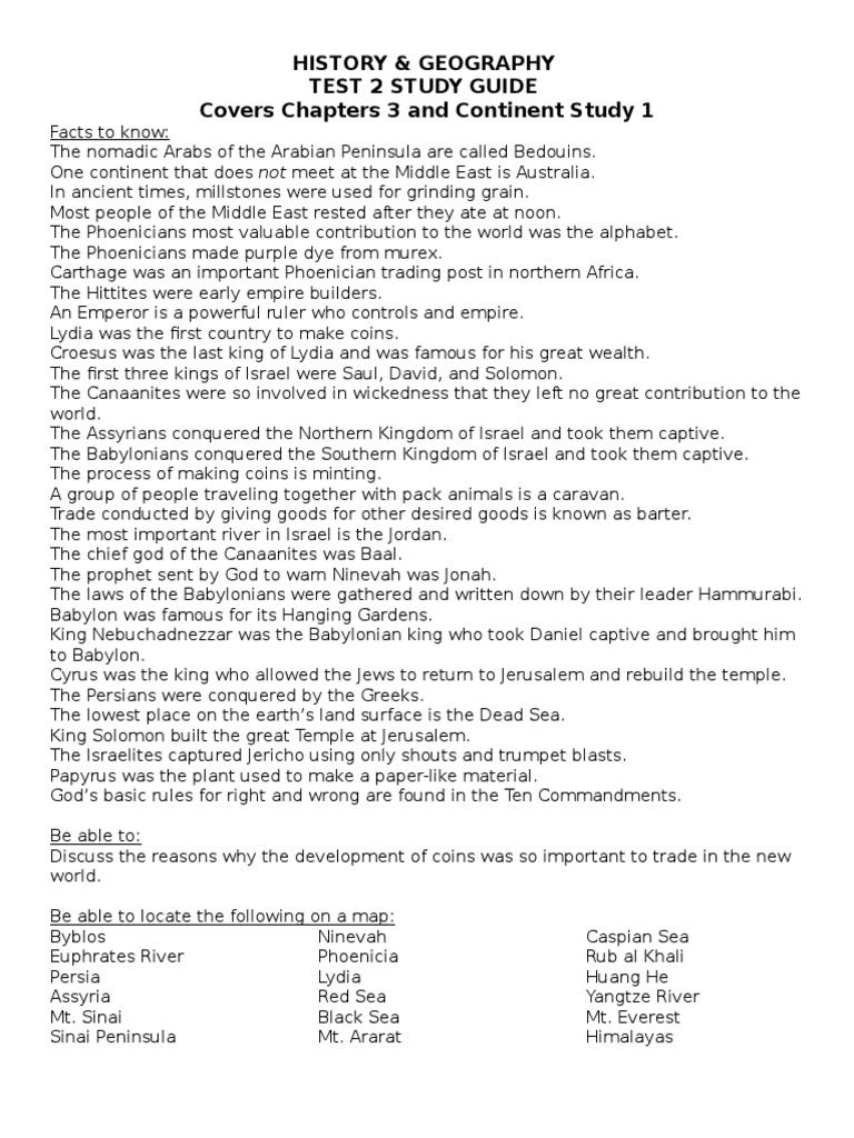 Middle East History Study Guide | PDF | Phoenicia | Babylonia
