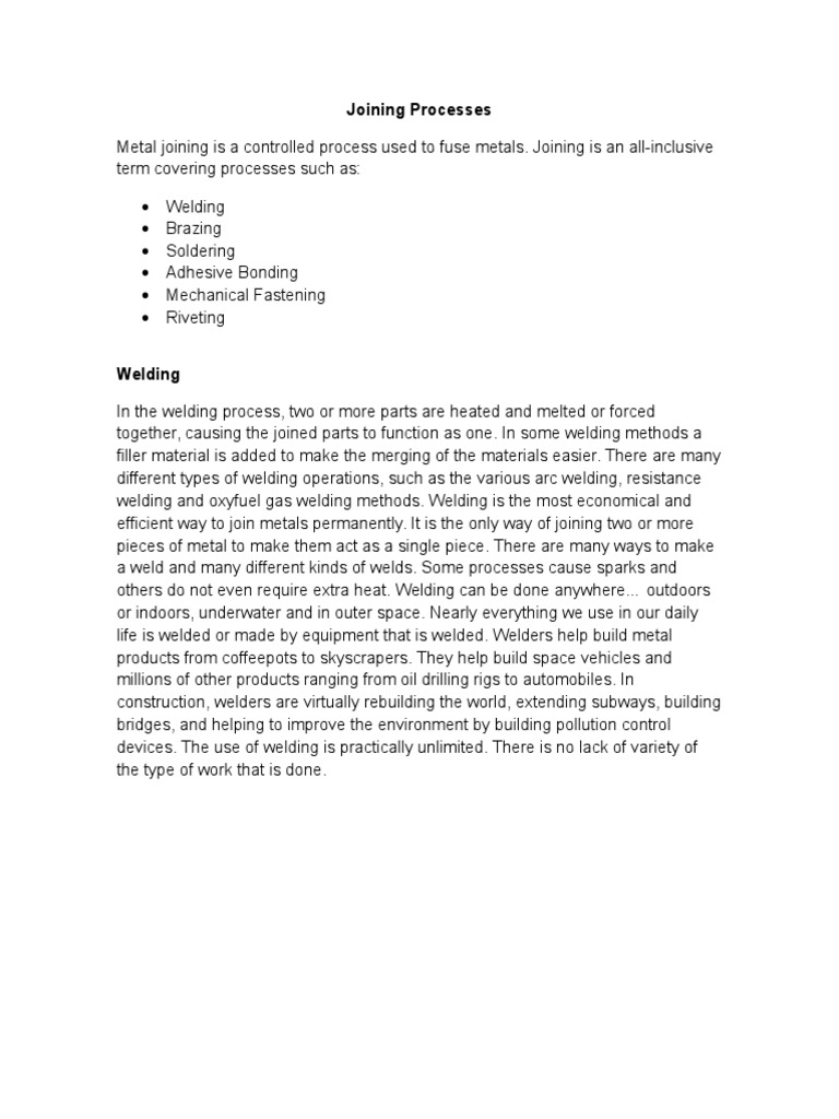 Joining Processes | PDF | Soldering | Welding