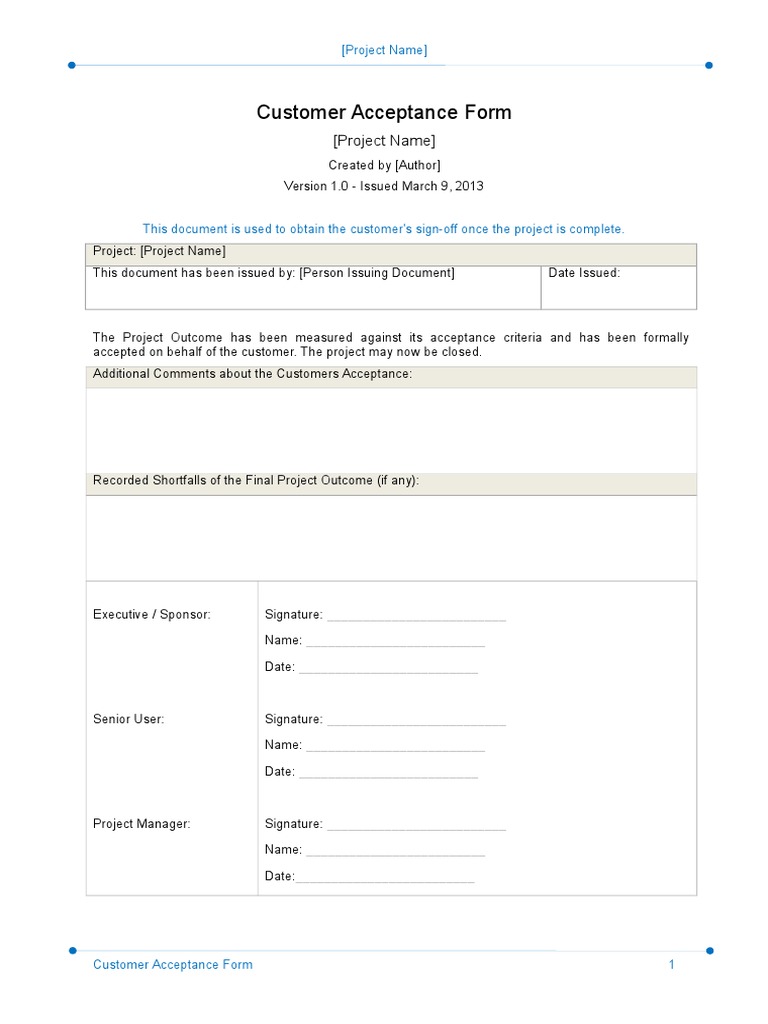 Customer Acceptance Form | PDF | Computing | Software