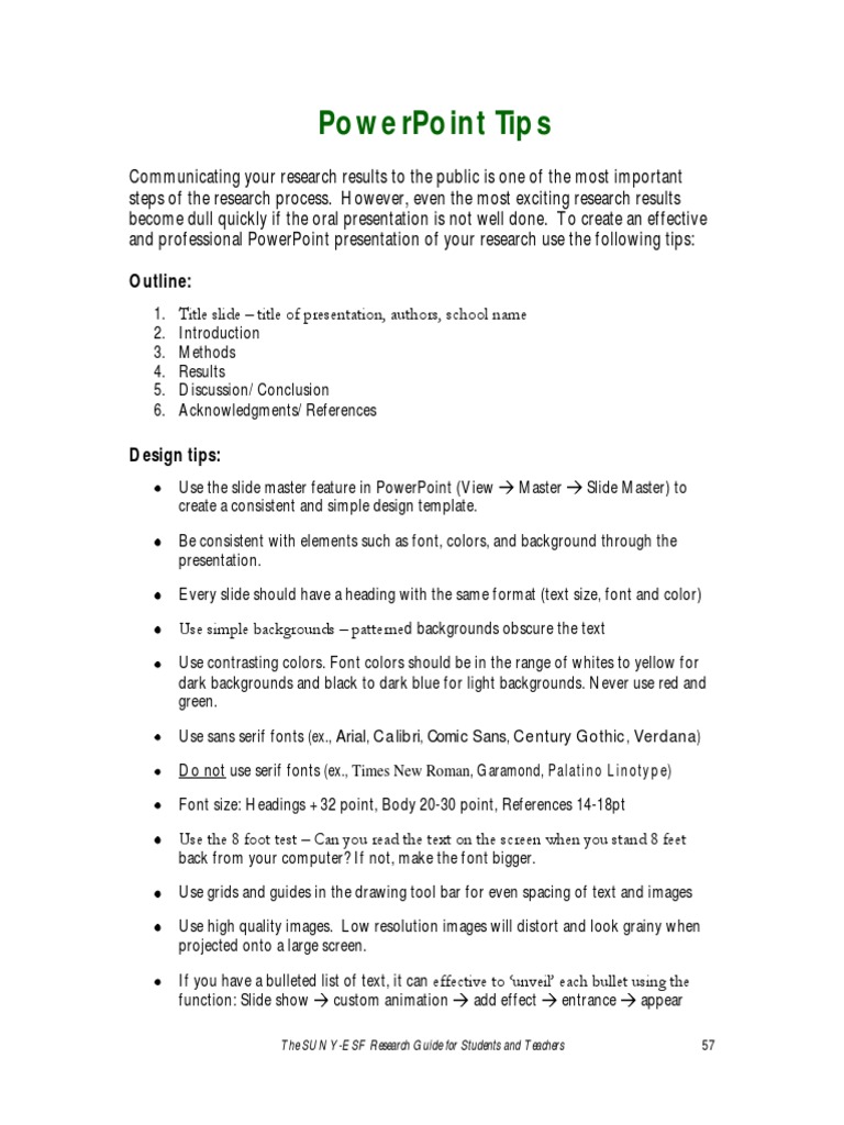 Powerpoint Tips: Outline | PDF | Typefaces | Typography