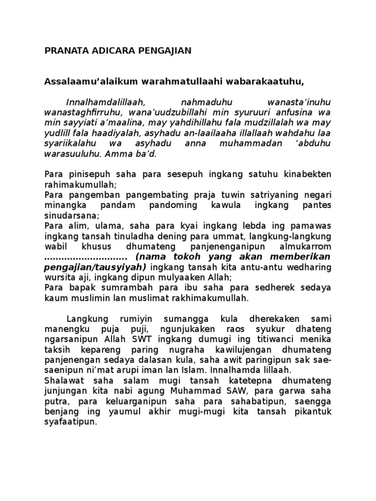 Pranata Adicara Pengajian | PDF