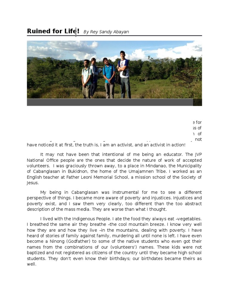 Ruined For Life!: by Rey Sandy Abayan | PDF