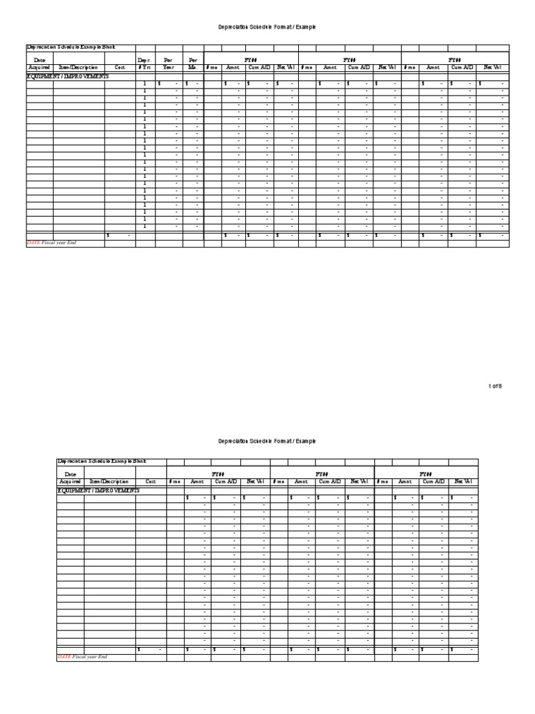 Depreciation Schedule Example | PDF | Depreciation | Expense