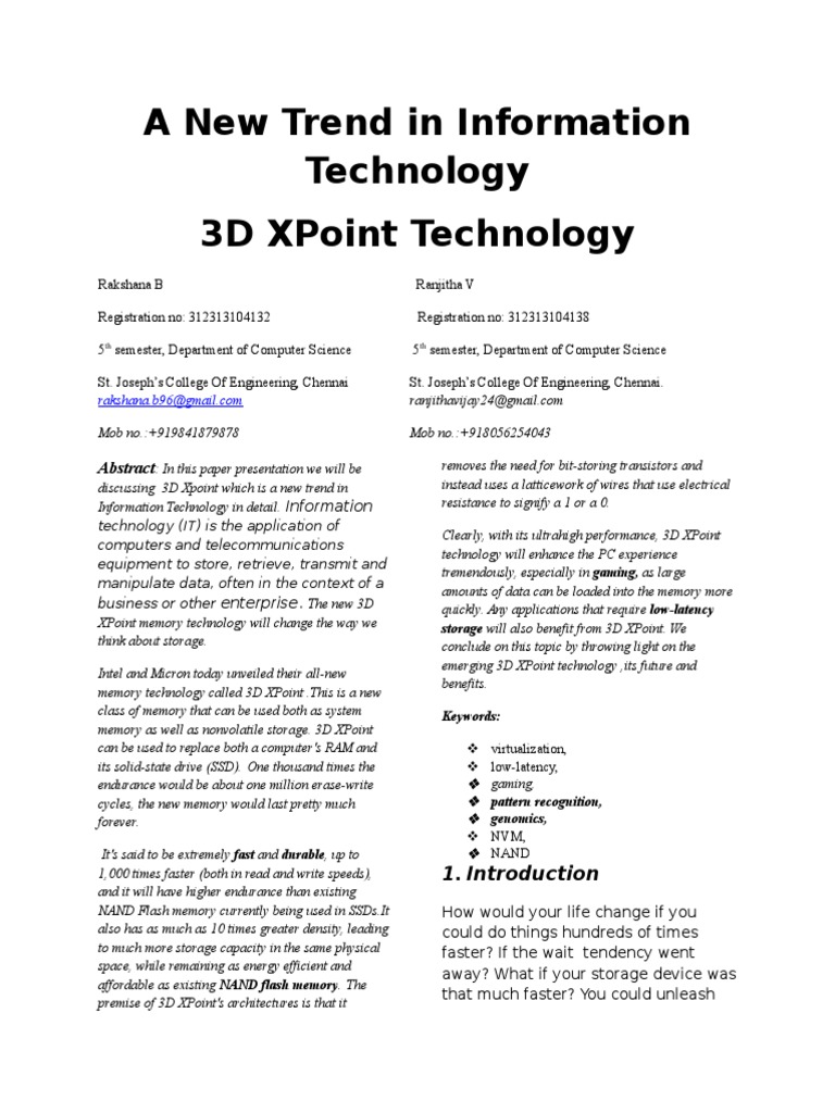 3D XPoint | PDF | Computer Data Storage | Flash Memory