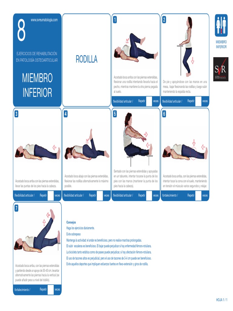 Ejercicios Rehabilitacion Rodilla | PDF | Salud y bienestar