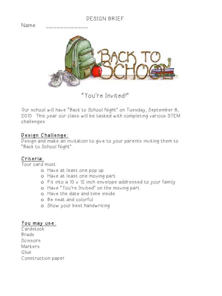 Back To School Design Brief 2 | PDF | Stationery | Written Communication