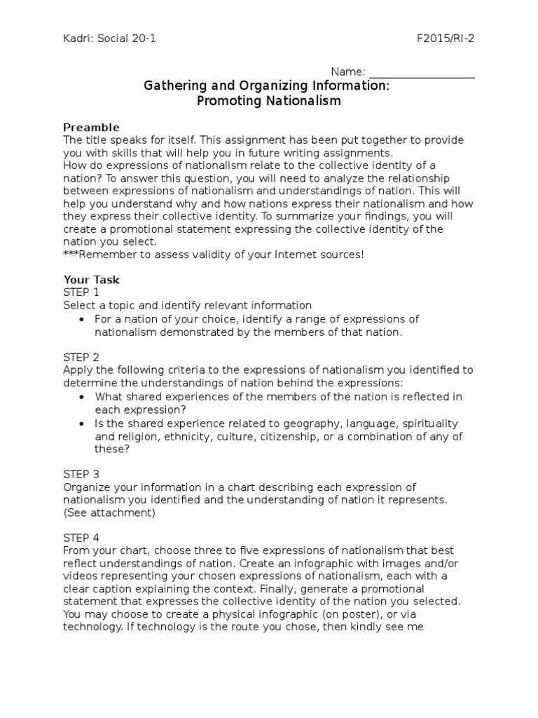 Ws Promoting Nationalism | PDF | Identity (Social Science) | Nation