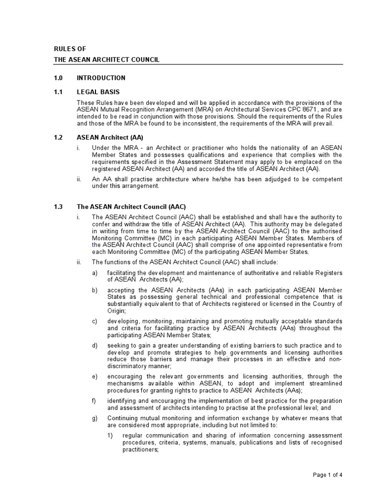 Guidelines for the ASEAN Architect Council on Conferring and ...