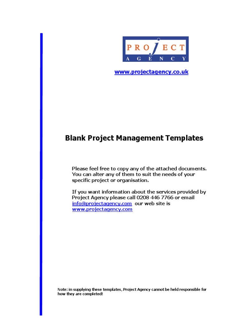 Blank Project Management Templates: WWW - Projectagency.co - Uk | PDF ...