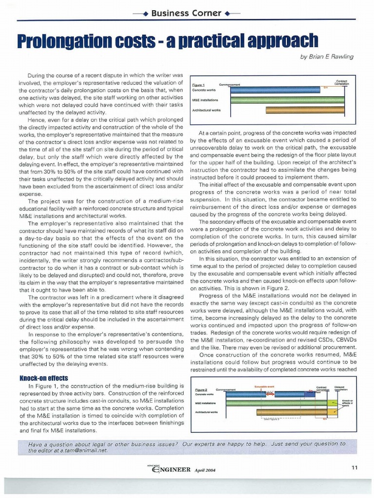 Apr 04 Prolongation Costs - A Practical Approach | PDF | Breach Of ...
