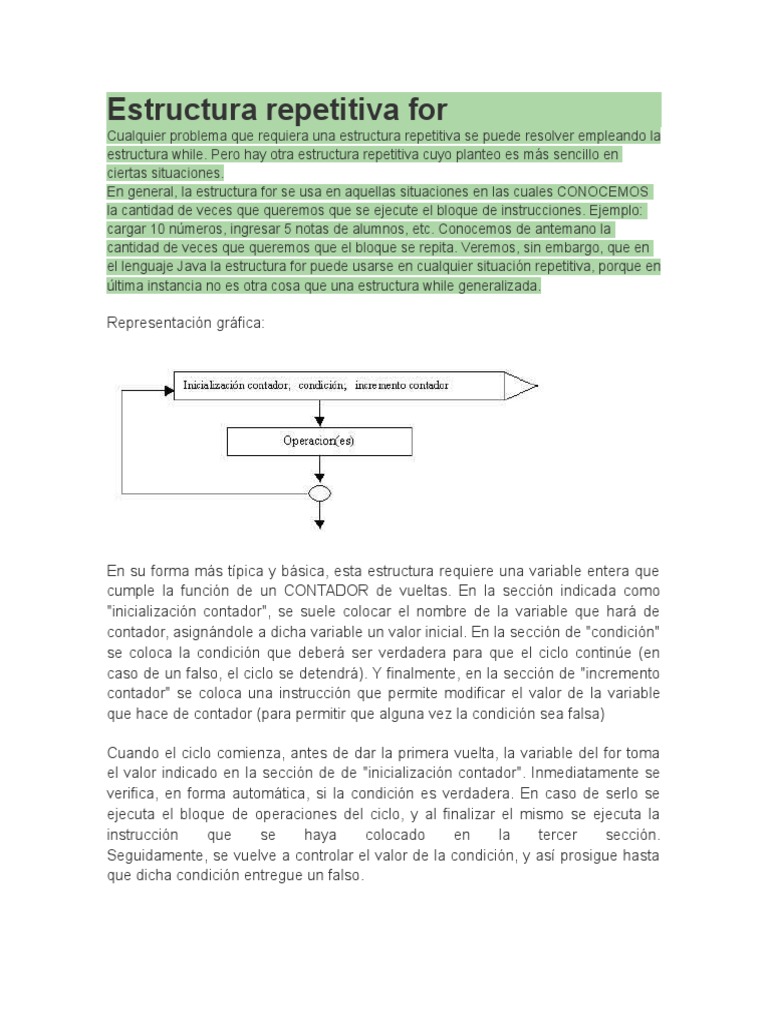 Estructura Repetitiva For Java | PDF | Java (lenguaje de programación) | Variable (informática)