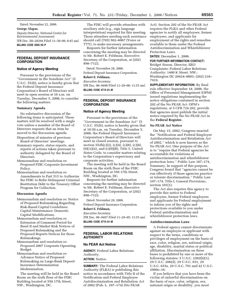Notice: Federal Antidiscrimination, Whistleblower Protection, and ...