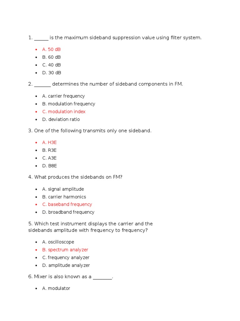 MCQs On AM | PDF | Frequency Modulation | Modulation