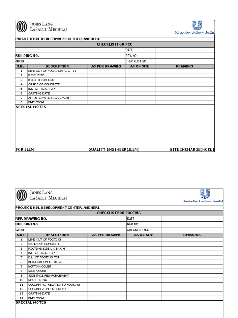 Checklist - Civil Works | PDF | Masonry | Building Engineering