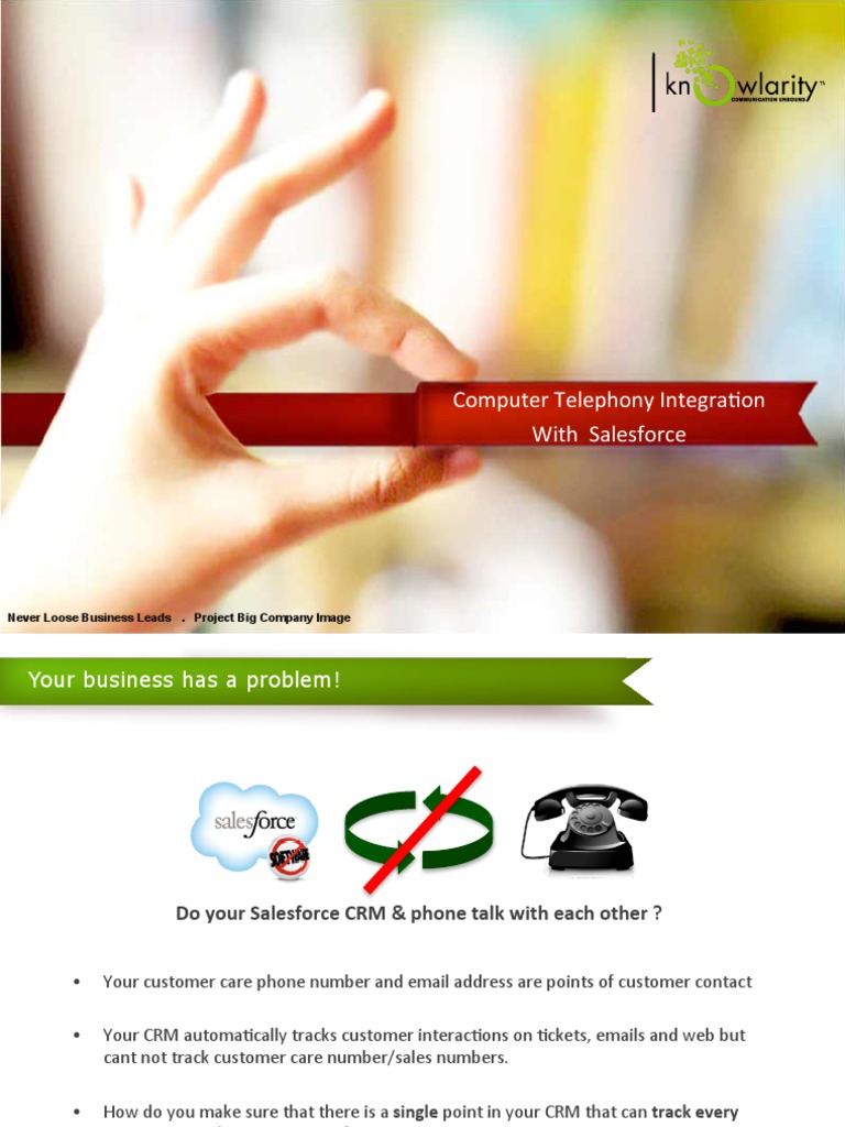 Knowlarity Salesforce Cti Solution Pdf Salesforce Com Customer Relationship Management