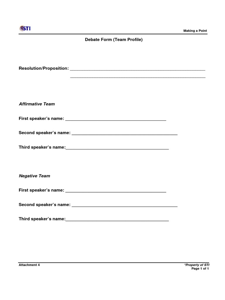 Debate Team Profile Template | PDF | Business | Law