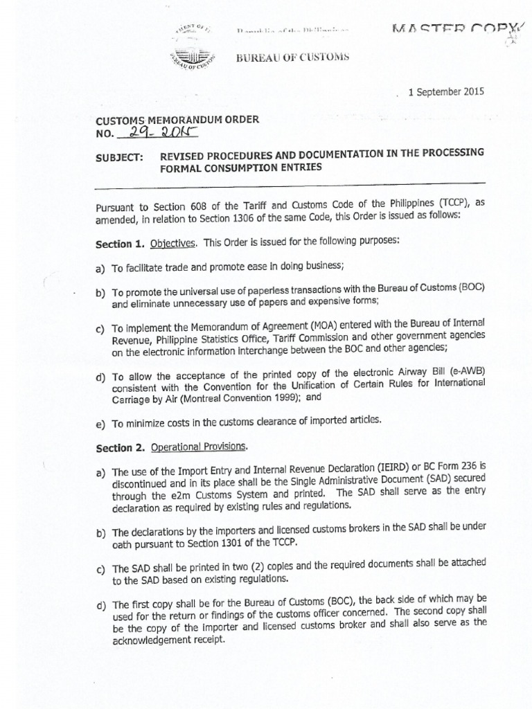 CMO 29 - 2015 On Paperless Transaction, Elimination of IEIRD | PDF