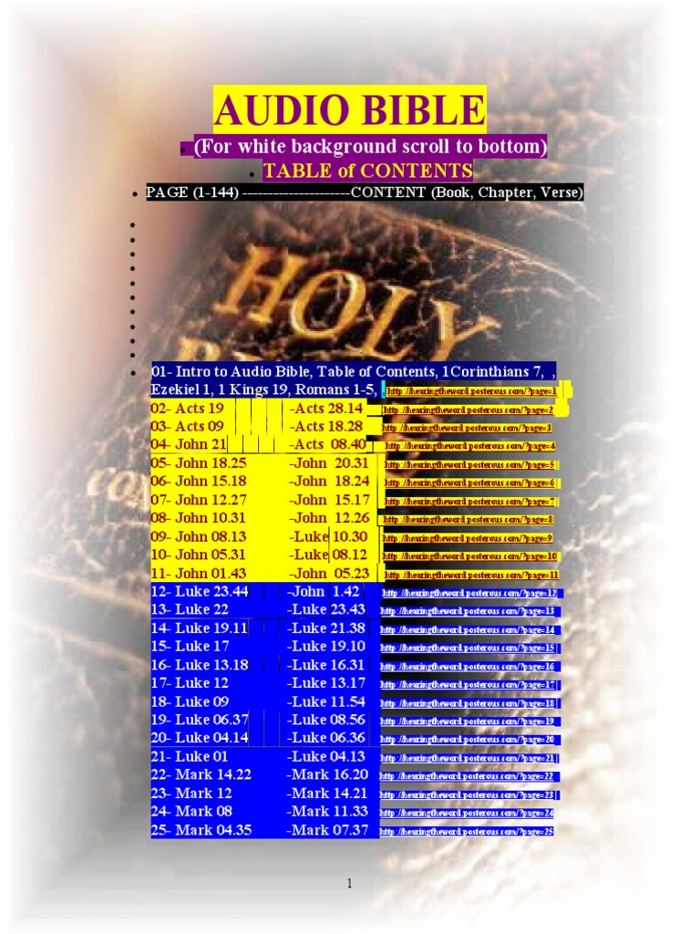 Comprehensive Audio Bible Guide | PDF | Chapters And Verses Of The ...