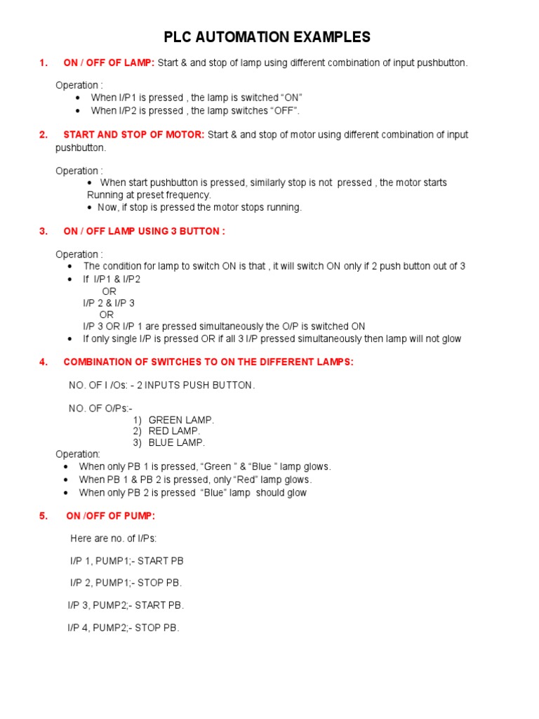 PLC Automation Examples | PDF | Programmable Logic Controller | Automation