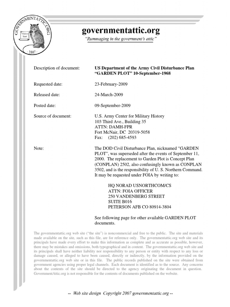 Garden Plot 1968 DA Civil Disturb Plan | PDF | United States Department ...