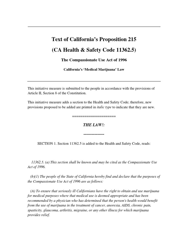 CA Prop. 215 | PDF | Medical Cannabis | Justice