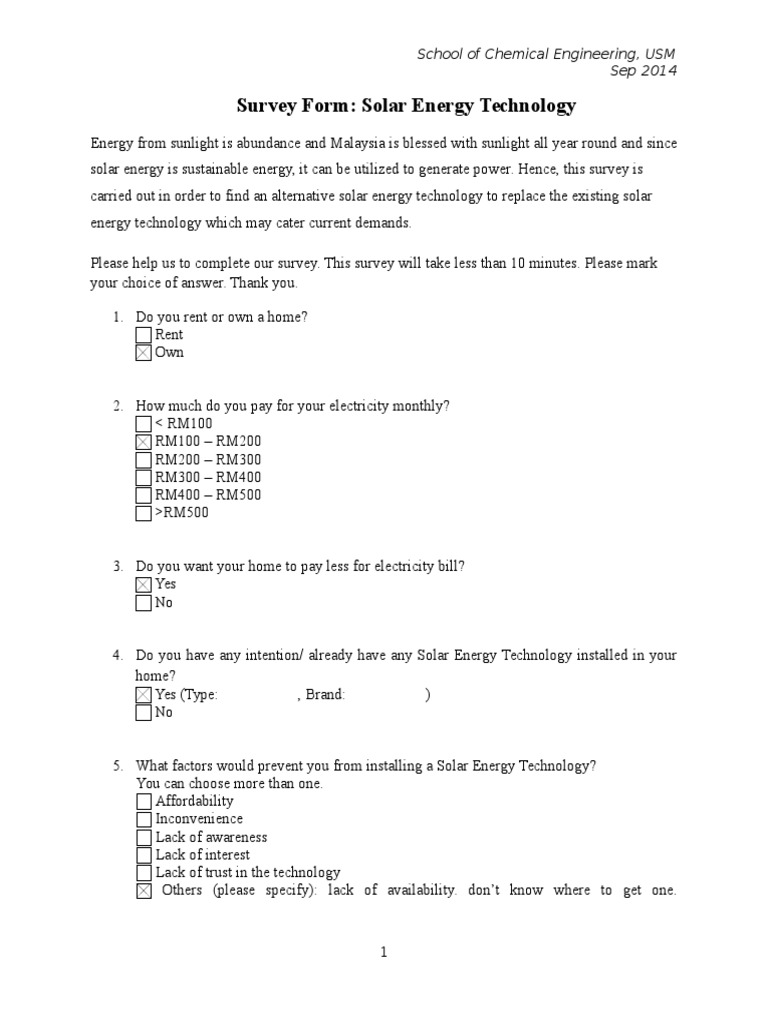 Survey - Solar Energy Technology | PDF | Solar Energy | Sustainable Energy