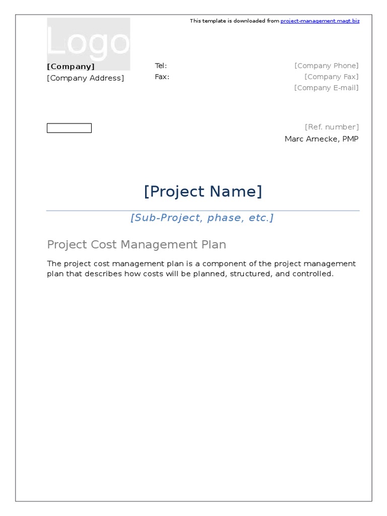 Project Cost Management Plan Template | PDF | Accountability | Leadership