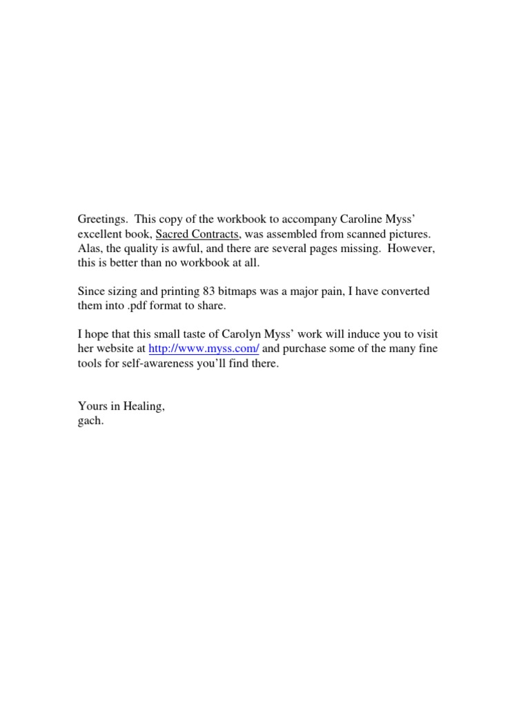 Sacred Contracts Workbook PDF | PDF | Home & Garden