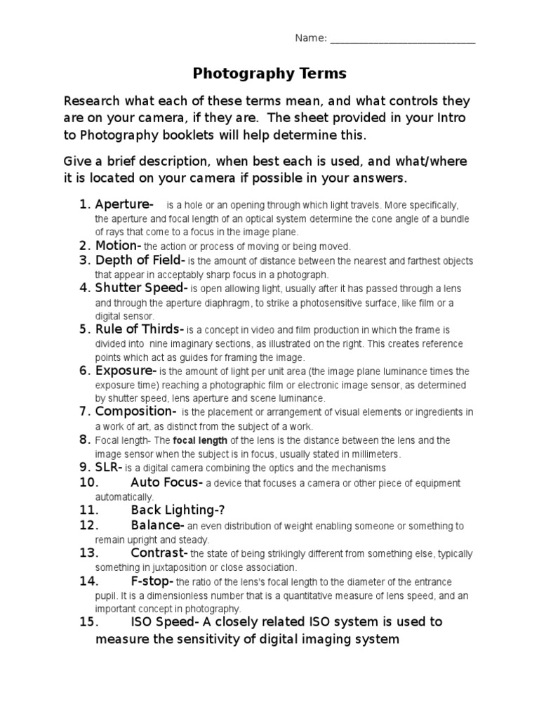 Essential Photography Terms Explained | PDF