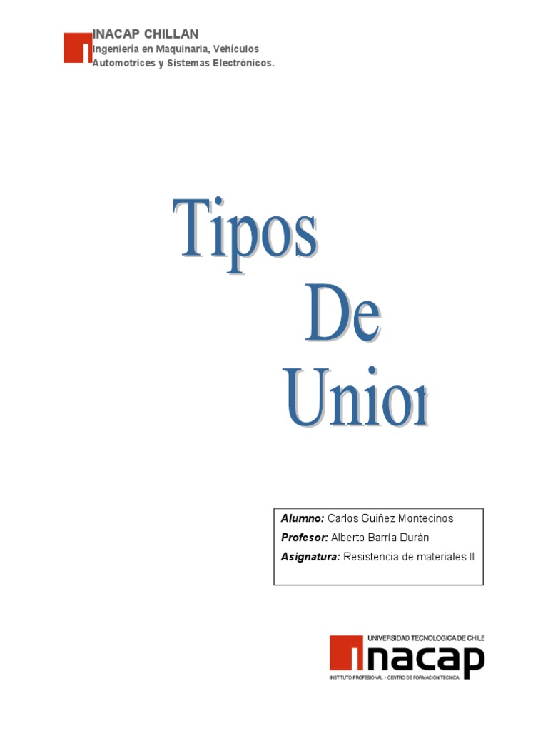 Tipos de Uniones Mecánicas en Ingeniería | PDF | Remache | Tornillo