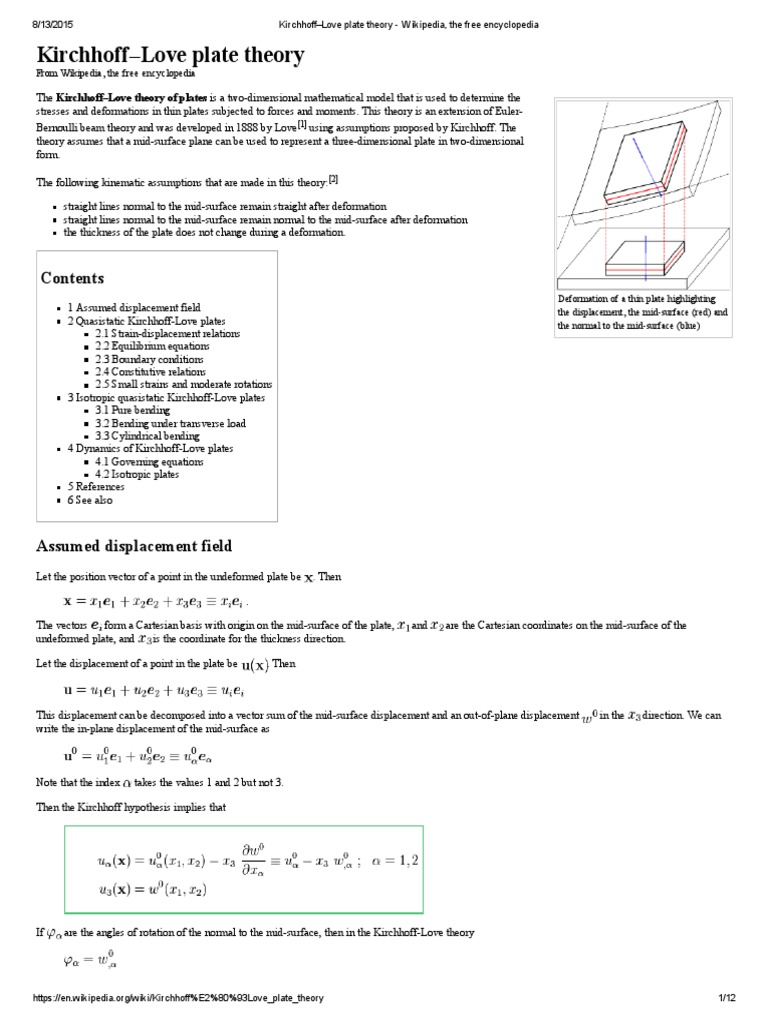 Kirchhoff–Love Plate Theory - Wikipedia, The Free Encyclopedia ...