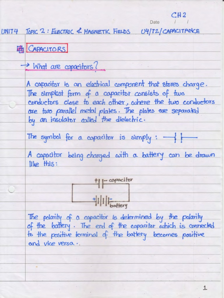 Unit 4 Physics Notes: Capacitance | PDF
