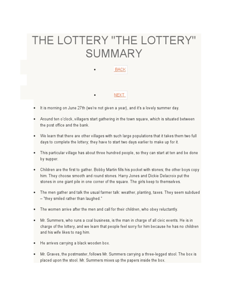 The Lottery "The Lottery" | PDF
