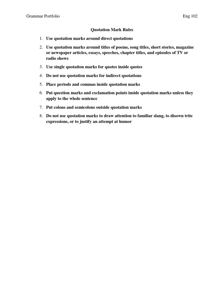 Quotation Mark Usage Guidelines | PDF