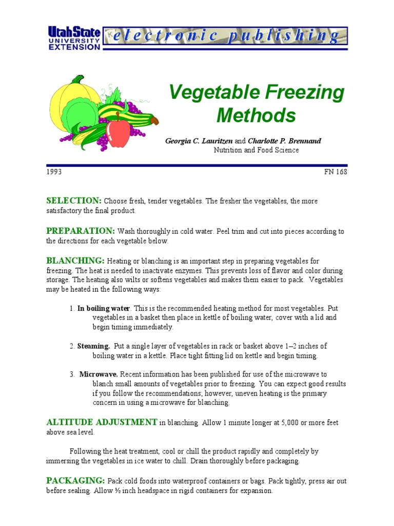Vegetable Freezing Methods | PDF | Vegetables | Boiling