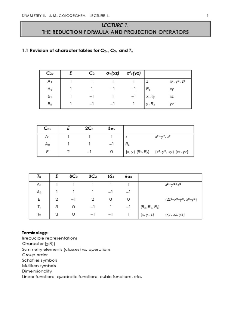 Symmetry and Reduction Table | Download Free PDF | Molecular Orbital ...