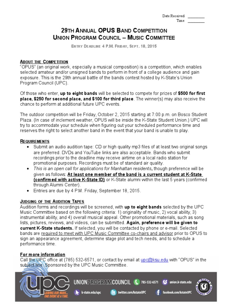 15 OPUS Application Info | PDF | Audition | Leisure