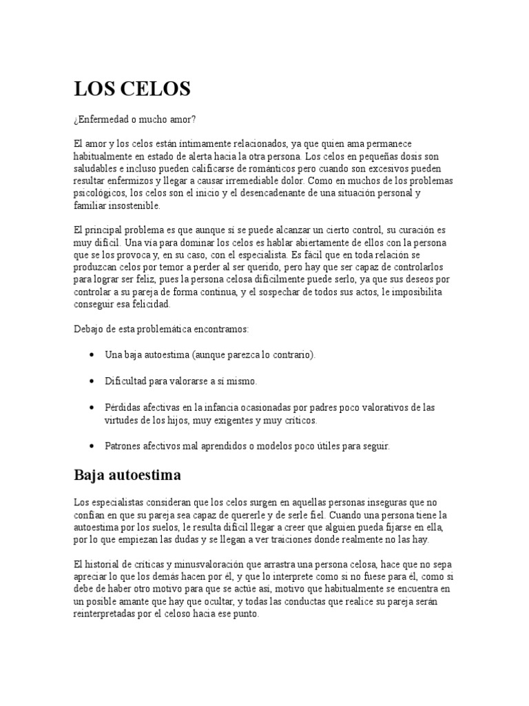 Los Celos | PDF | Autoestima | Temor