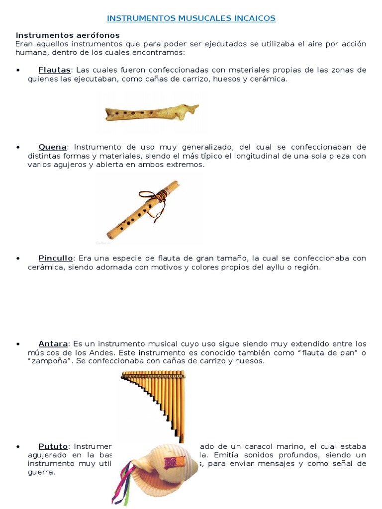 INSTRUMENTOS MUSUCALES INCAICOS | Imperio Inca