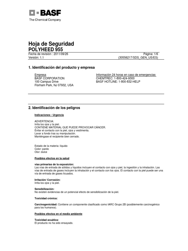 Polyheed 955 US SP | PDF | Toxicidad | Agua