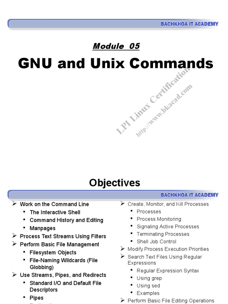 Module 05 - GNU and Unix Commands | PDF | Regular Expression | Command Line Interface