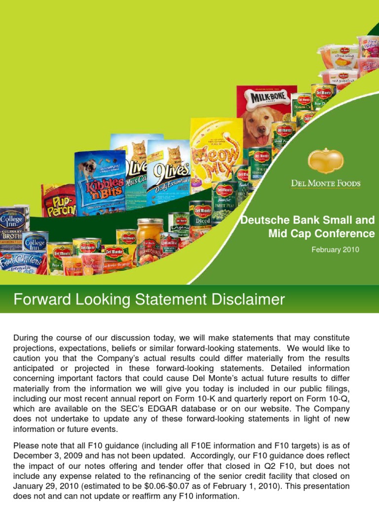DLM DelMonte Foods Feb 2010 Presentation | PDF | Earnings Before ...
