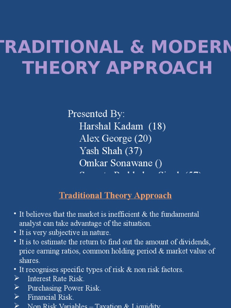 Traditional & Modern Theory Approach | Diversification (Finance ...
