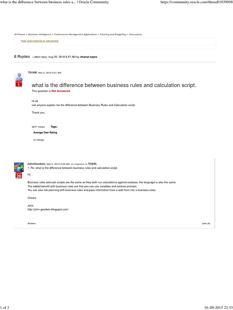 Business Rules vs. Calc Script | PDF | Scripting Language | Information Technology Management