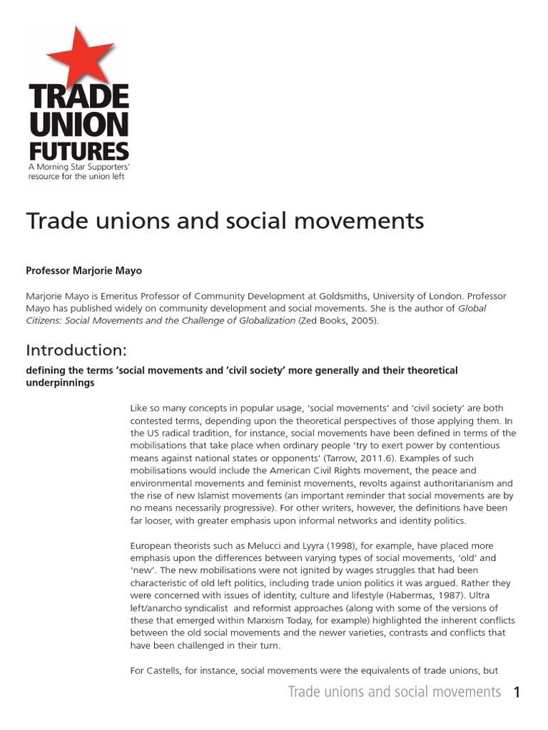 Trade Unions and Social Movements Analysis | PDF | Civil Society ...