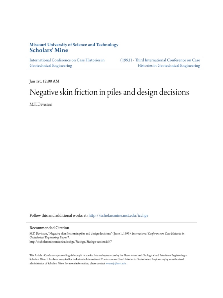 Negative Skin Friction in Piles and Design Decisions | PDF | Deep ...